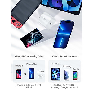 oraimo 20W USB C Charger Block with USB C to C Fast Charging Cable for iPad Pro 12.9, iPad Air 4/ Air 3/ Pro 12.9/ Pro 11, Google Pixel