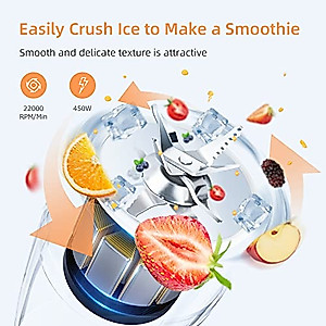 Acezoe 850W Bullet Blender for Shakes and Smoothies, 5 in 1 Personal Blenders for Kitchen, with 6 fins Blade, 2x500ml Portable Bottle, 1 Grinding Cup, for Juice, Protein, Vegatable, Easy to Clean