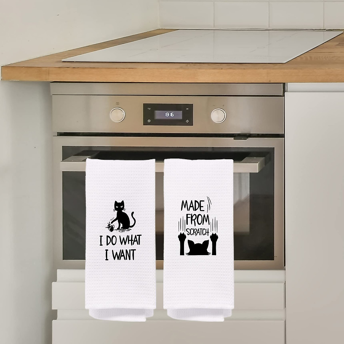 NEGIGA Cat Kitchen Towels 16x24 Set of 4, Black Cat Gifts, Cat Hand Towel, Cat Towels for Cat Lovers, Cat Dish Towel, Gifts for Cat Lovers, Cat Dad Gifts, Cat Mom Gifts, Cat Lady Gifts