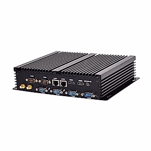 HUNSN Fanless Industrial PC, Mini Computer, Core I5 4200U 4250U 4258U 4278U 4288U, Windows 11 / Linux Ubuntu, IM04, 2 x HDMI, 2 x LAN, 6 x COM RS232, 8 x USB, 8G RAM, 128G SSD