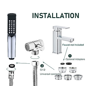 Tub faucet spayer attachment,Bathtub Shower Head Sink-Faucet with 5 Adapters, 79" Hose for Pet Dog Rinse, Baby Bath & Hair washing, ON/OFF Extension for Tub Faucet, Utility Sink, Garden,Bathroom