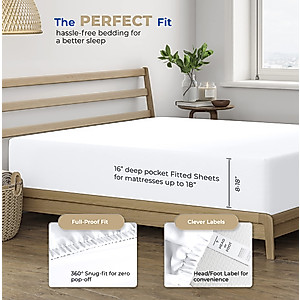 THREAD SPREAD Twin XL Fitted Sheet Only - 100% Cotton 400 Thread Count 16" Deep Pocket White Fitted Sheet Twin XL, Soft Cooling Sateen Weave Elastic Bottom Sheet, Fits College Dorm Mattress, Teens