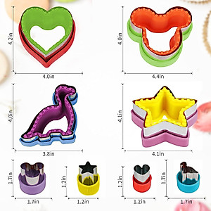 Sandwich Cutter and Sealer for Kid Set - DIY Uncrustables Decruster Sandwich Maker 8 Pcs – Fruit Vegetable Cookie Cutter Shape for Lunch Box and Bento Box (Heart, Star, Mouse, Dinosaur)