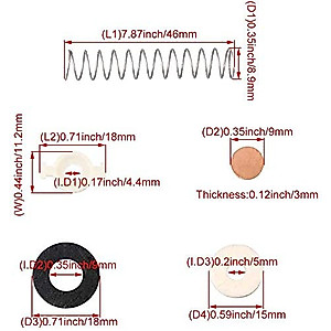 Jiayouy 16Pcs Trumpet Valve Spring Felt Washers Cork Pad Set Trumpet Valve Replacement Parts