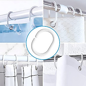 24 PCS Plastic Shower Curtain Rings,Curtain Rings Shower Curtain Hooks,Shower Curtain Rings Durable Bathroom Rings,Shower Window Rods (C-Shaped,White)