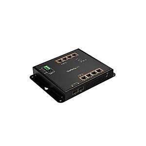 StarTech.com Industrial 8 Port Gigabit PoE+ Switch w/2 SFP MSA Slots - 30W - Layer/L2 Switch Hardened GbE Managed - Rugged High Power Gigabit Ethernet Network Switch IP-30/-40 C to 75 C, TAA