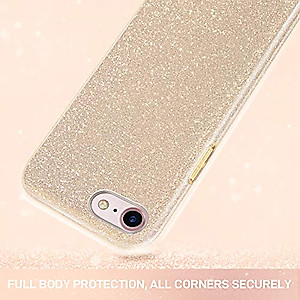 MILPROX Glitter case Compatible with iPhone SE 2022, iPhone 8 iPhone 7 4.7", Shiny Sparkle Bling, 3 Layer Hybrid Protective Soft Phone Case for iPhone SE 2022 3rd gen & iPhone 7/8- Gold