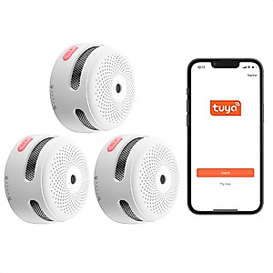 X-Sense Wi-Fi Smoke Detector, Wireless Smart Fire Smoke Detector with Replaceable Lithium Battery & Silence Button, Auto Self-Check Function, XS01-WT, Pack of 3