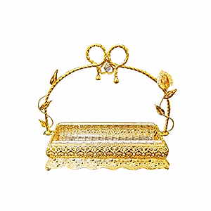 Italian Collection Gold Сandy Serving Tray with Handle for Snacks, Fruits