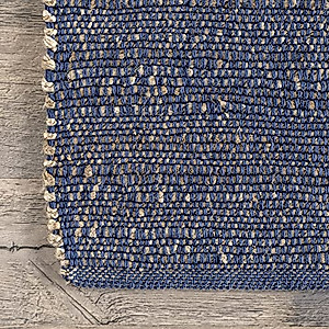 nuLOOM 12x15 Elfriede Jute & Cotton Hand Woven Area Rug, Natural, Solid Rustic Farmhouse Style, Weaved Design, Natural Fiber, For Bedroom, Living Room, Dining Room, Hallway, Office, Entryway