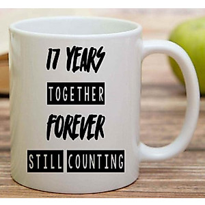 17 Years Together Forever Gifts - Gift for Couples on Grey Multicolor Unisex Sweat and 11 Oz White Ceramic Coffee Mug