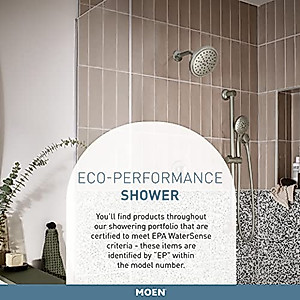 Moen Genta LX Matte Black High-Pressure Balancing Eco-Performance Modern Tub and Shower Trim, including Showerhead, Shower Handle, and Tub Spout, (Posi-Temp Valve Required), T2473EPBL