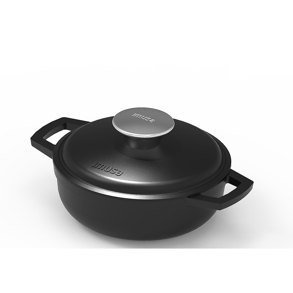 IMUSA Traditional Colombian Mini Nonstick Caldero (Dutch Oven) for Cooking and Serving, 0.7 Quart, Silver,Black