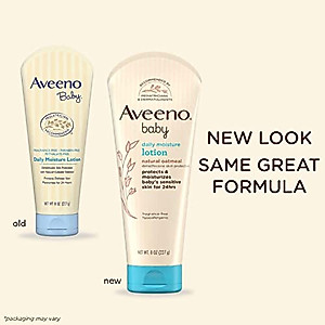 Aveeno Baby Daily Moisture Lotion for Delicate Skin with Natural Colloidal Oatmeal & Dimethicone, Hypoallergenic Moisturizing Baby Lotion, Fragrance-, Phthalate- & Paraben-Free, 8 fl. oz