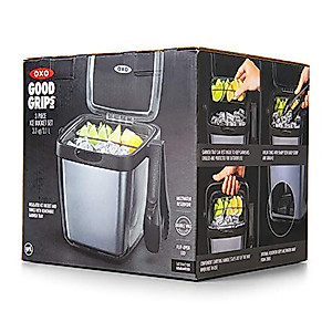 OXO Good Grips Double Wall Ice Bucket with Tongs and Garnish Tray,Gray
