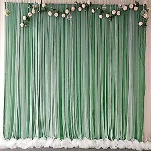 Dusty Green Tulle Chiffon Backdrop for Bridal Shower Wedding Ceremony Backdrops Curtains Newborn Baby Shower Backdrop Photo Booth Background Photography