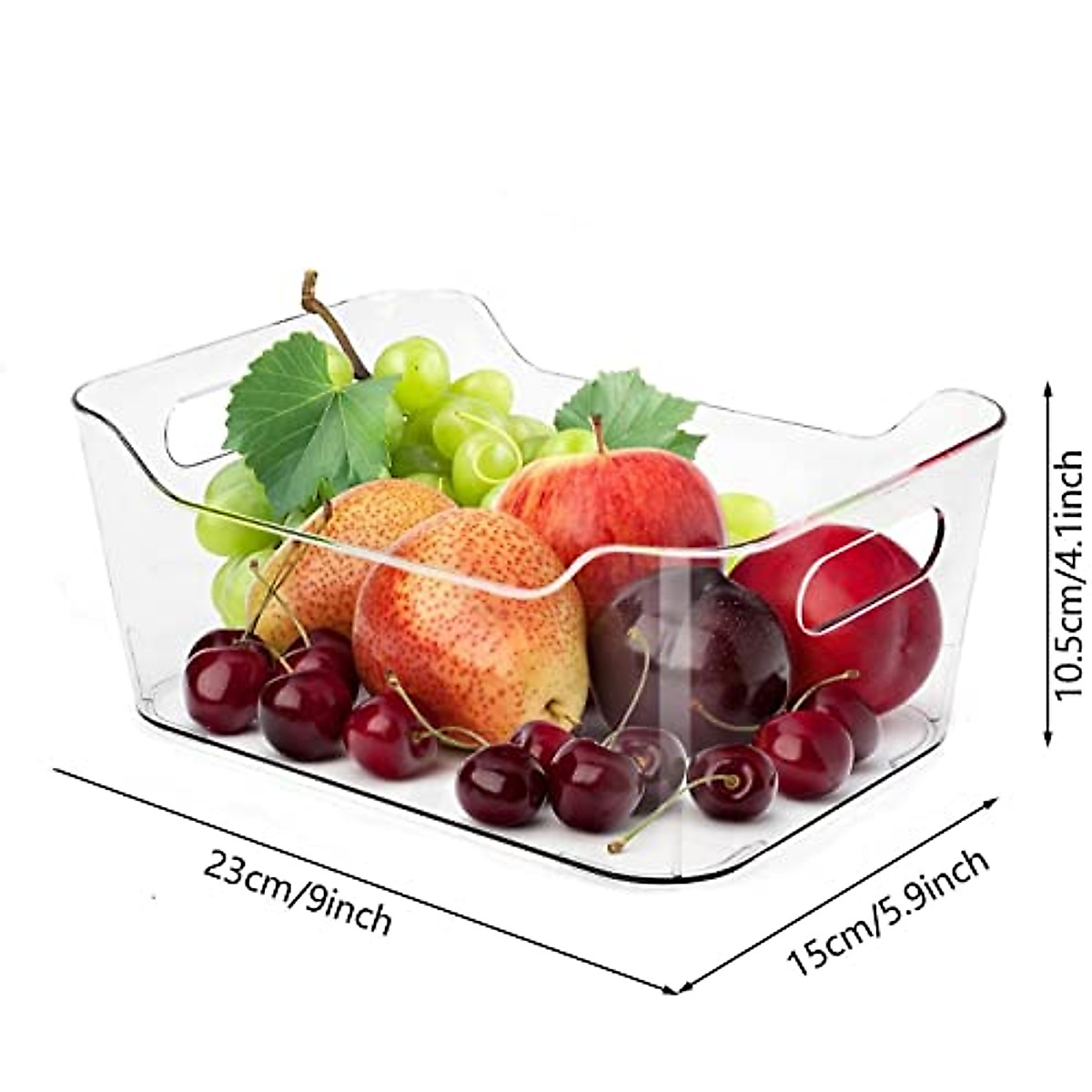 Refrigerator Organizer Bins Storage Clear Plastic BPA Free Storage Containers with Handles for Fridge, Freezer, Cabinet, Kitchen, Bathroom, Pantry