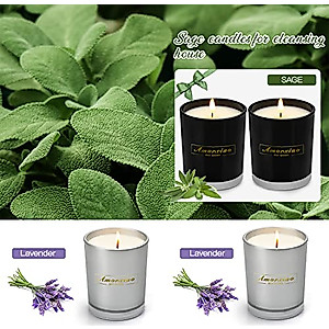 4 Pack Candles, Strong Scented Candles for Home | Sage & Lavender Candle 4×5.6 oz 200 Hour Burn, All Natural Soy Candles, Non Toxic Candles, Aromatherapy Candle Christmas Gifts for Women
