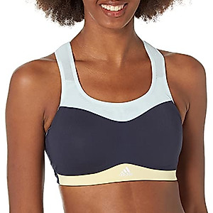 adidas Women's TLRD Impact Training High Support Bra, Ink/Almost Blue/Almost Yellow/White, XX-Small D
