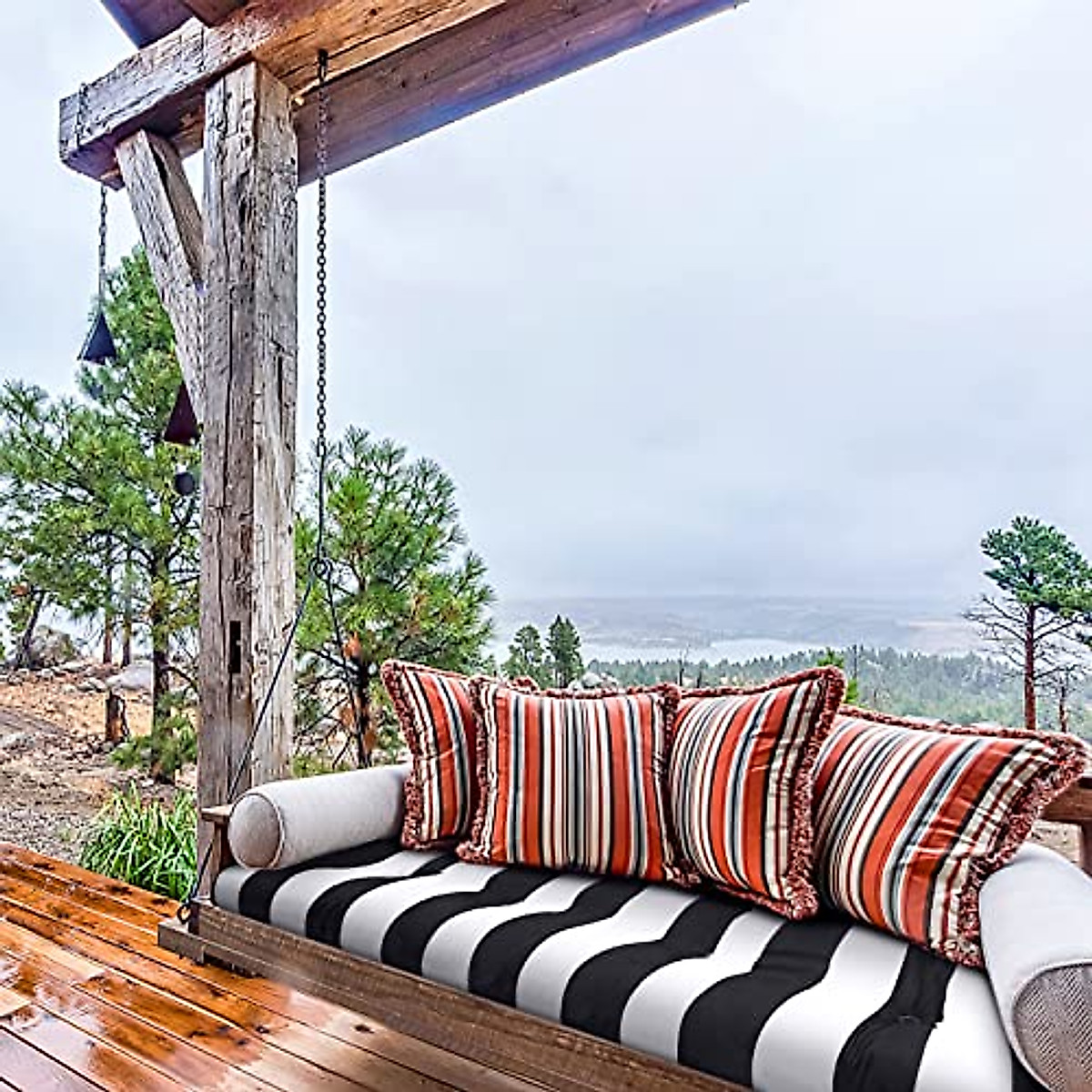 INFBLUE Tufted Bench Cushion for Outdoor Furniture Patio Swing Cushions Overstuffed Outdoor Loveseat Cushions with Round Corner 44" x 19"