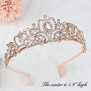 CIEHER Princess Crown and Birthday Sash Set, Birthday Crown Birthday Girl Crown Birthday Tiara for Women Birthday Princess Crown Birthday Decorations Birthday Sash for Girls Birthday Gifts - Rose Gold