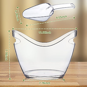 Beverage Tubs for Parties Plastic Ice Bucket for Cocktail Bar Clear Acrylic Wine Bucket with Scoops Drink Bucket Cooler for Chiller Bin for Champagne or Beer