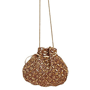 Suman Enterprises Indian sequence Potli Bag/wedding purse/jewelery purse for girls & women (Base Color- Dark Brown)