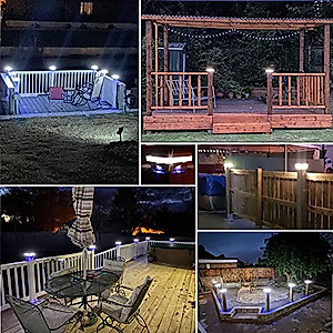 Geyueya Home Solar LED Post Lights Outdoor Garden Waterproof IP65 Square White Landscape Post Cap Lamp for 4x4 5x5 6x6 Wooden Posts in Patio Fence Deck Post Lights Solar Powered, Black (4 Packs)