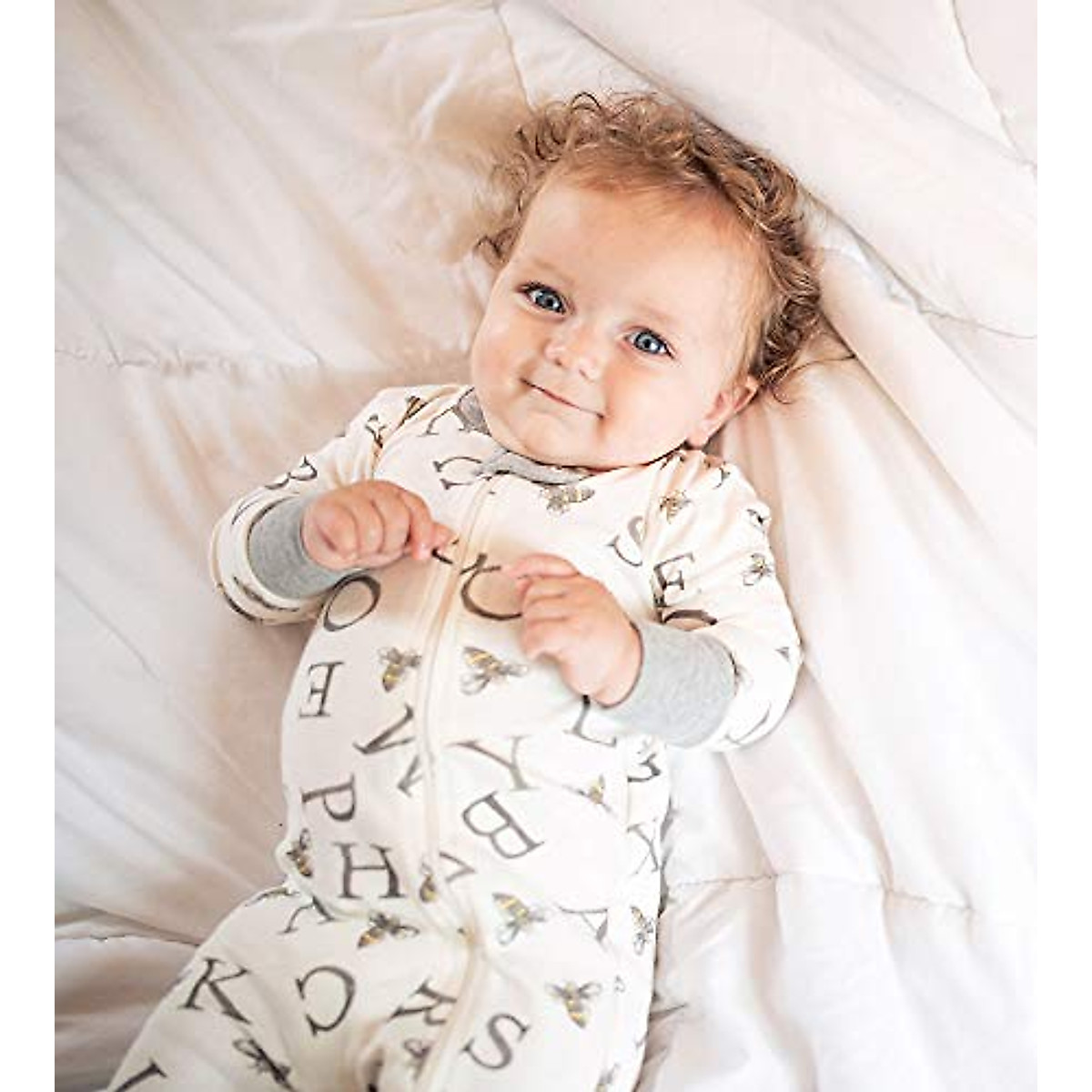 Burt's Bees Baby baby girls Unisex Pajamas, Zip-front Non-slip Footed Pjs, Organic Cotton and Toddler Sleepers, A Bee C/Stripe 2-pk, 12 Months US