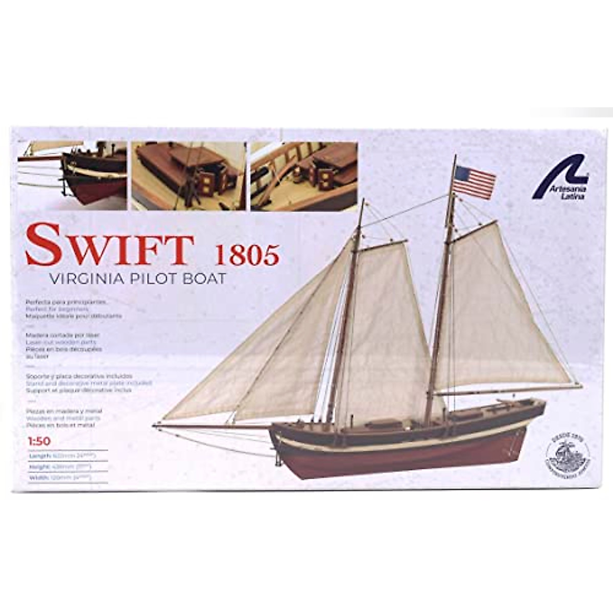 Artesanía Latina – Wooden Ship Model Kit – US Pilot Boat, Swift– Model 22110-N, 1:50 Scale – Models to Assemble – Initiation Level