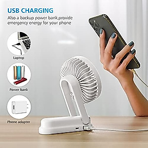 COMFIER Portable Fan,Small Personal Fan, Mini Handheld Fan,3 Speeds Rechargeable Hand held Fan with Power Bank, Foldable hand Fan for Outdoor,Sports,Travel,Women,Men,Kids