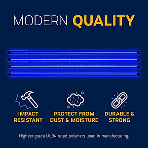 KastLite T8 Fluorescent Safety Sleeves | 46-3/8" Royal Blue Color Tube Guards with End Caps | Fits T8 Lamps Only | 1-1/4" Diameter Fluorescent Light Diffuser Covers & Lighting Accessory| 4 Pack