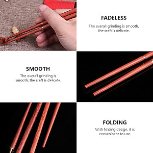 CLISPEED 2 Pairs Folding Office& Home Outdoor for Gift Chopsticks Sticks Retractable Camping Wooden Collapsible Chop Bag Wood Chopstick Korean Foldable Pouch Natural Carrying Reusable with