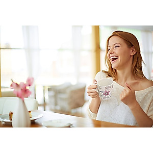 Lightahead Elegant Bone China Two Coffee Mugs set in Blue bird design 11.2 oz each cup in attractive gift box