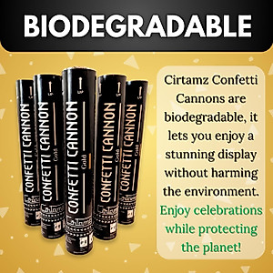 CIRTAMZ CIRTAMZ Set Of 5 Gold Confetti Poppers | 12 Inches Confetti Cannon With 25 Feet Height Range | Biodegradable Confetti Party Poppers For Joyful Gatherings