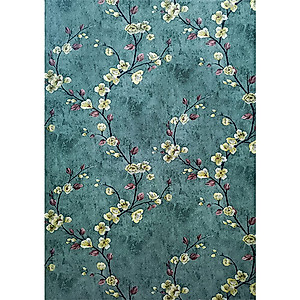 HDsticker, Self Adhesive Vinyl Vintage Floral Shelf Liner Contact Paper Peel and Stick Vintage Floral Wallpaper for Walls Cabinets Dresser Drawer Furniture Decal Removable,Dark Green, 17.7Inx117In