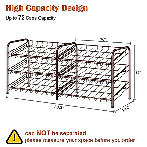 NANANARDOSO Can Organizer for Pantry, 3 Tier Can Dispenser Rack Holds up to 72 Cans, Can Storage Organizer Holder for Canned Food Storage Kitchen Cabinets or Pantry Shelf Countertop, Brown
