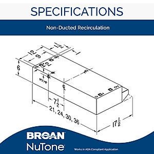 Broan-NuTone BUEZ121WW Ductless Under-Cabinet White Range Hood Insert with Lights, 21-Inch