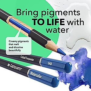 Castle Art Supplies 72 Watercolor Pencils Set | Vibrant Pigments for Blending, Drawing and Painting | For Adults, Hobbyists and Professionals I Protected and Organized in Presentation Tin Box