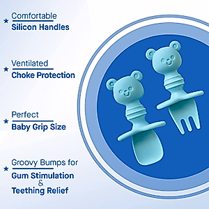 CUTE COMFORTZ Coverall Feeding Bibs Covers to Standard Highchair with Silicone Spoon & Fork, Waterproof allover Bib for Babies