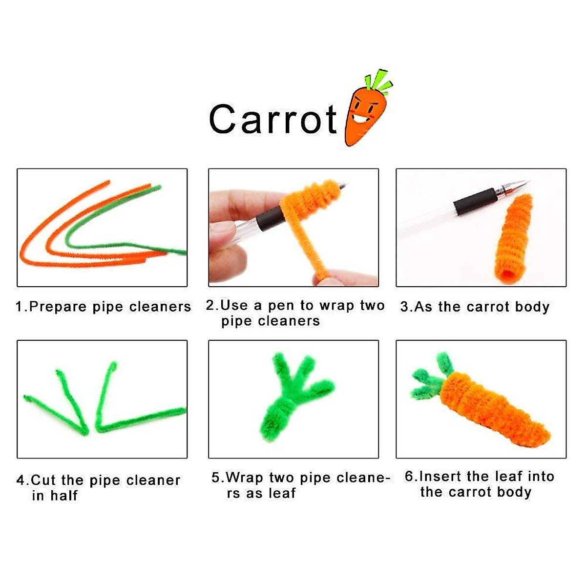 100pcs Pipe Cleaners Chenille Stems for DIY Art Supplies Craft Projects 6mmx30cm Christmas Pipe Cleaners Decoration, White