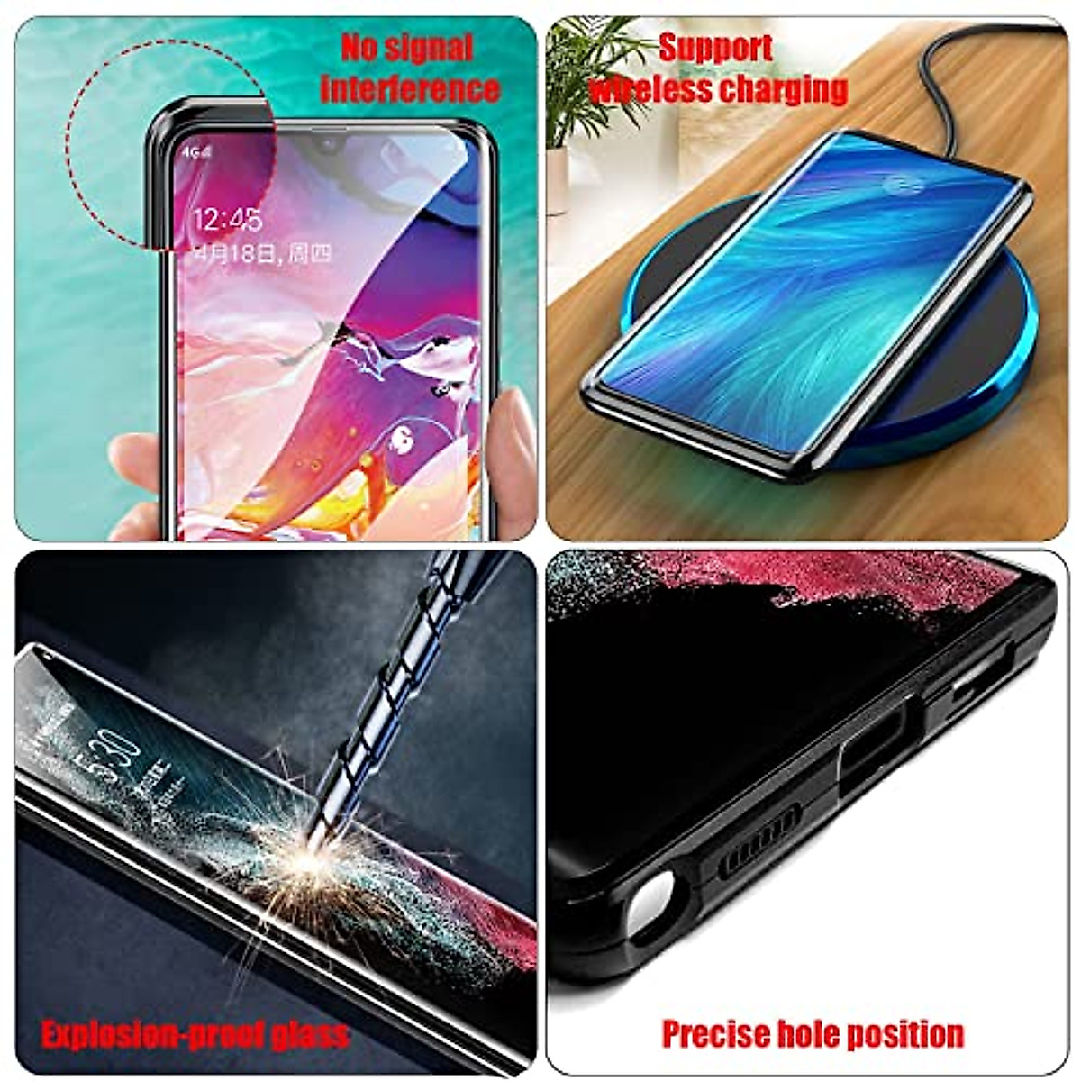 Magnetic Case for Samsung Galaxy S22 Ultra, Double Sided Clear Tempered Glass Phone Case [Super Magnetic Adsorption], 360 Full Protective Support Wireless Charger Case for Galaxy S22 Ultra 5G 6.8''