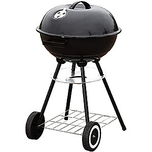 Turkish Home Portable Charcoal Grill 18 Inch Round With 2 Wheels - Easy to Clean Outdoor Barbecue Grill For Camping Tailgating and Garden- Durable Kettle Grill