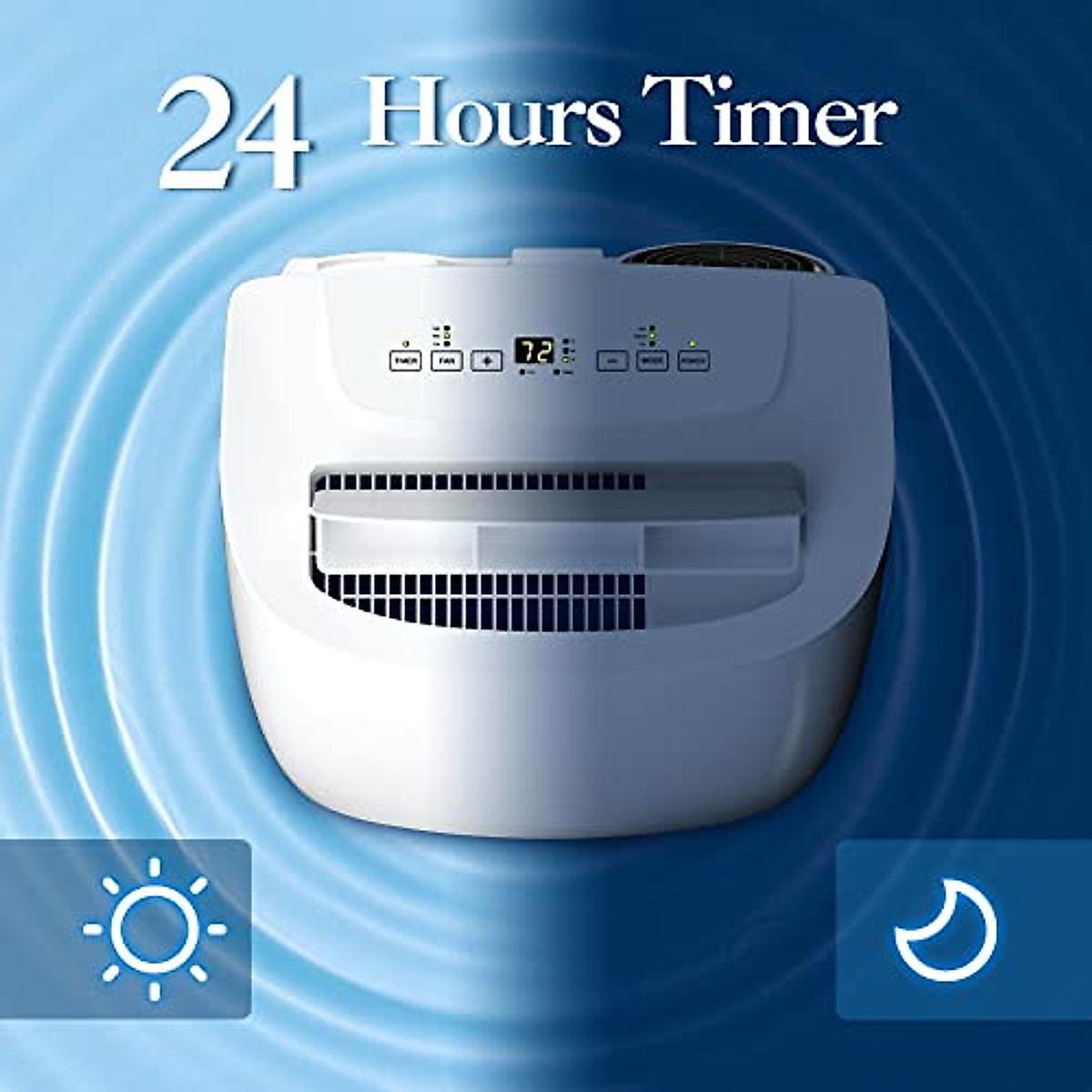 14000 BTU Portable Air Conditioners, Portable AC Unit with 90° Adjust Angle Powerful Cooling for Room Up to 500 Sq. Ft, 3 in 1 Air Conditioner, Dehumidifier & Fan Modes, with Remote, 24Hrs Timer, White