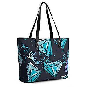 Womens Handbag Diamond Shine Pattern Leather Tote Bag Top Handle Satchel Bags For Lady