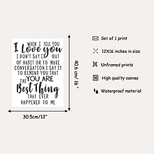 CHDITB Unframed Family Romantic Art Painting Marriage Newlyweds Poster Inspirational Lettering Print,Set of 1（12" x16" ） Canvas Couple Bedroom Wall Art Decor,Great Lovers Gift for Girls