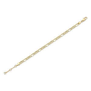 PAVOI 14K Gold Plated Paperclip/Curb/Figaro Chain Adjustable Bracelet for Women (Figaro-L, Yellow Gold Plated)
