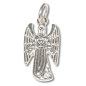 eJewelryPlus Sterling Silver 925 Archangel Urile Uriel Angel of Presence Charm Pendant with Heart Urile Engraved