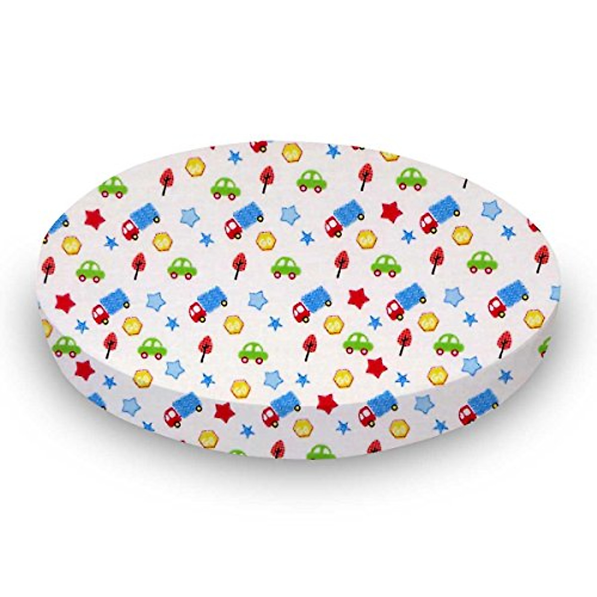 SheetWorld Fitted 100% Cotton Percale Oval Sheet, Fits Stokke Mini 23 x 29, Baby Cars & Trucks, Made in USA