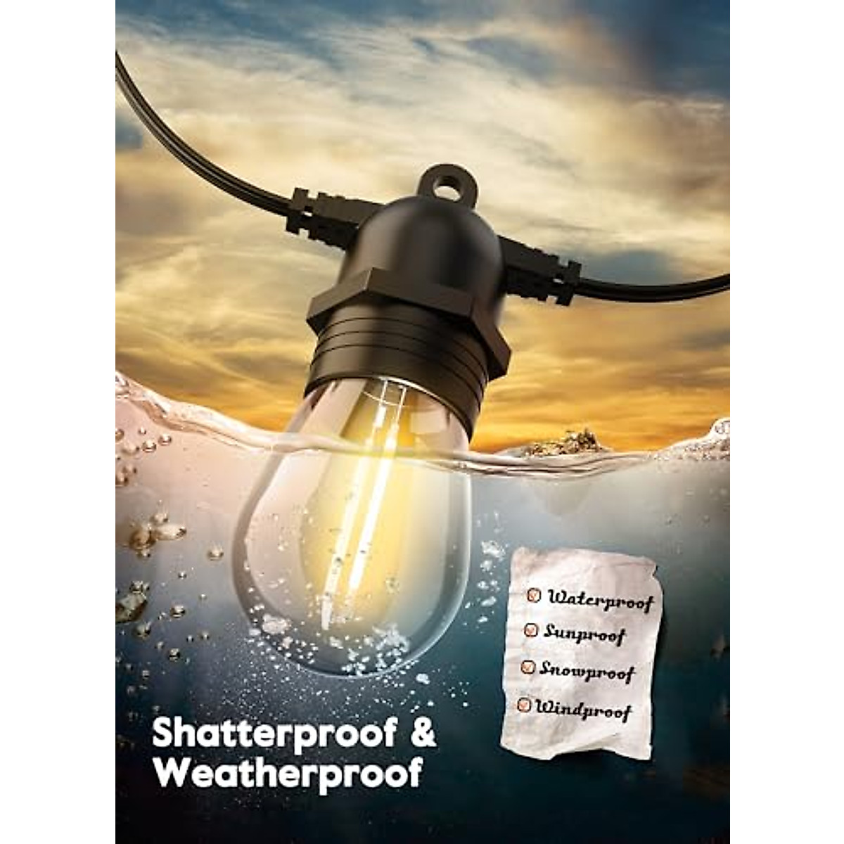 Minetom LED S14 Replacement Light Bulbs, 15 Pack Shatterproof Light Bulbs Equivalent to 11 W, E26 E27 Regular Medium Screw Base for Outdoor Home Light Fixtures and Decorative, 2700K, Warm White